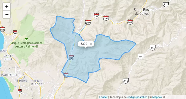 Código Postal 15320 en Perú
