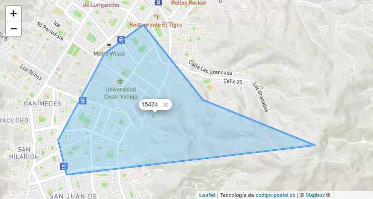 Código Postal 15434 en Perú